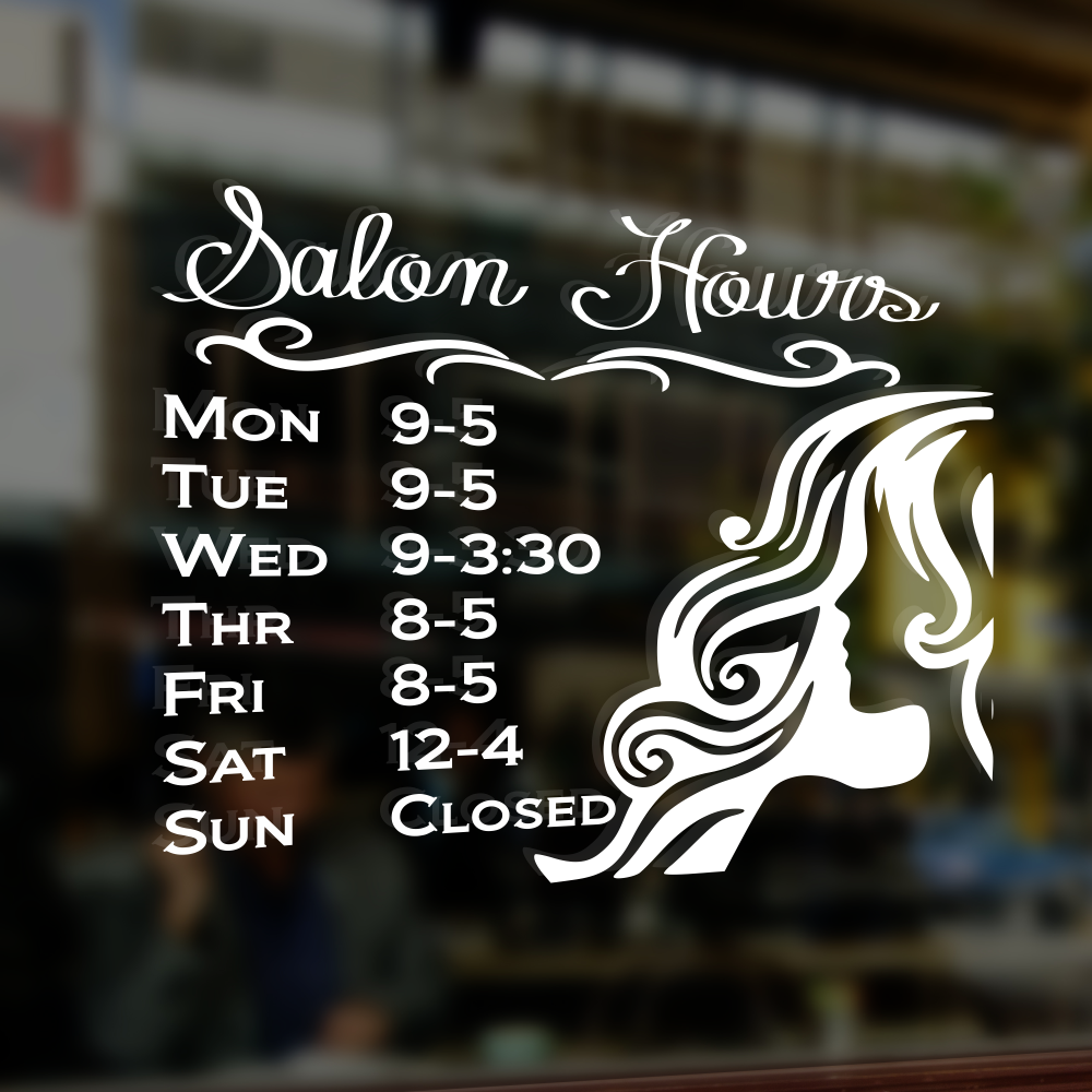 Salon Hours Decal – Anderson Sign